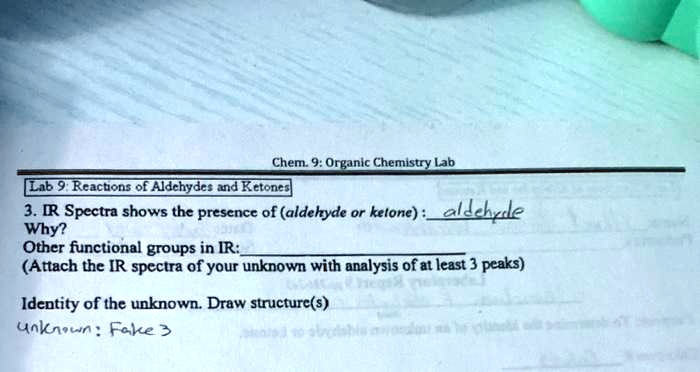 SOLVED: Chem. 9: Organic Chemistry Lab Lab 9: Reactions of Aldehydes ...