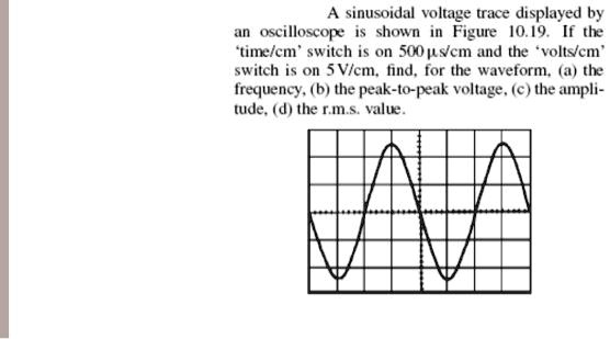A sinusoidal voltage trace displayed by an oscilloscope is shown in Figure 10.19. If the time/cm ...