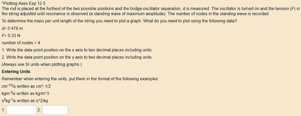 SOLVED: Plotting Axes Exp 12.5: The rod is placed at the furthest of the two possible positions ...