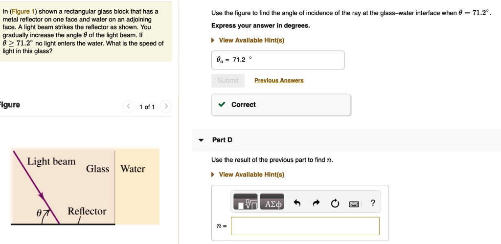 in figure 1 shown rectangular glass block that has metal reflector on ...