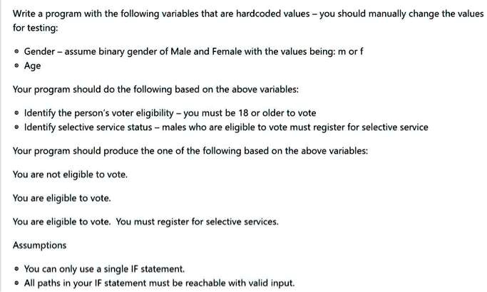 Solved Write A Program With The Following Variables That Are Hardcoded Values You Should 0122