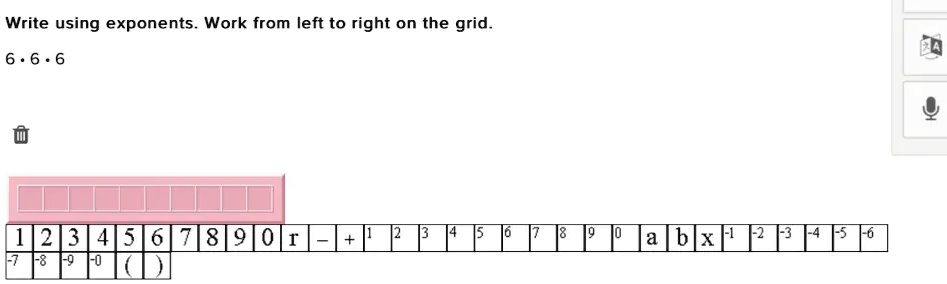 write using exponents work from left to right on the grid 6 6 213t415 6 ...