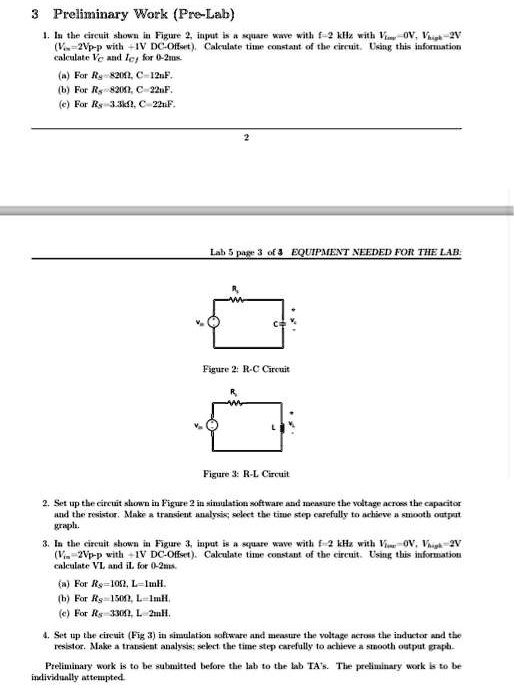 SOLVED: Please solve this circuits question 3Preliminary Work (Pre-Lab ... SOLVED: Please solve this circuits question 3Preliminary Work (Pre-Lab ...
