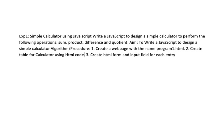 Solved Html Code Ple Exp1 Simple Calculator Using Java Script Write A Javascript To Design A 2049