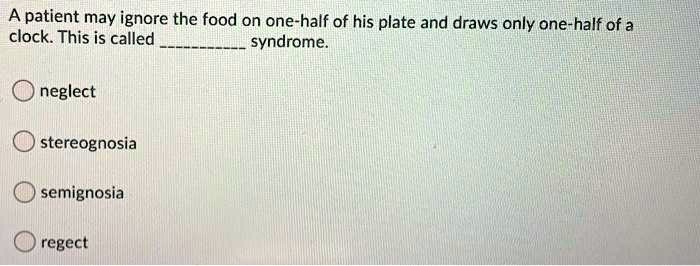A patient may ignore the food on one-half of his plate and draws only ...