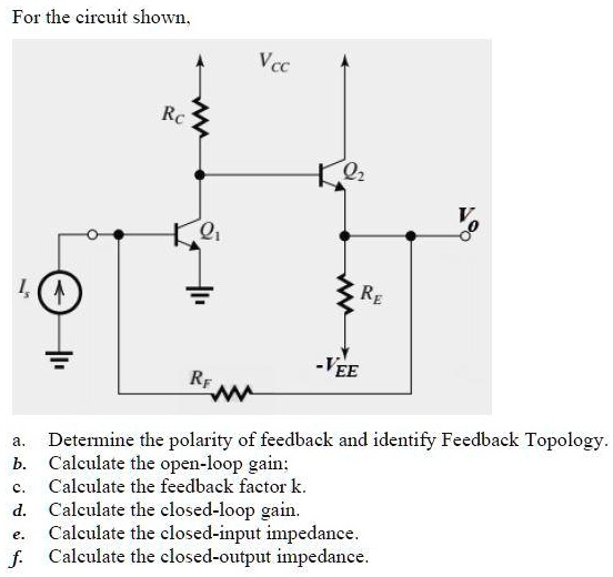 Solved For The Circuit Shown A Determine The Polarity Of Feedback And Identify The Feedback 2988