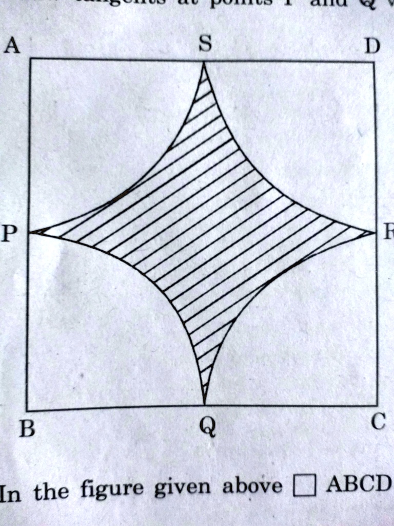 Parallelogram ABCD is a square with sides of 50 meters. Points P, Q, R, and S are the midpoints ...
