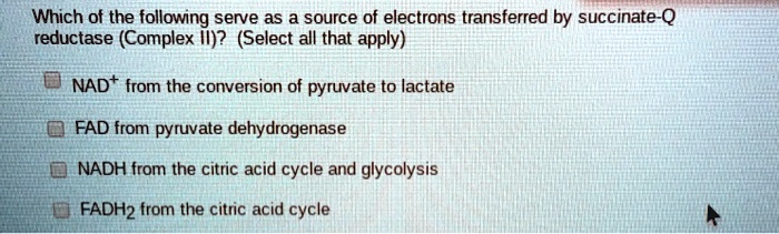 SOLVED: Which of the following serve as a source of electrons ...