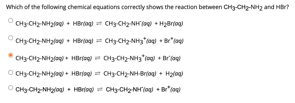SOLVED: Which of the following chemical equations correctly shows the ...