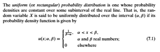 SOLVED: The uniform (or rectangular) probability distribution is one whose probability densities ...