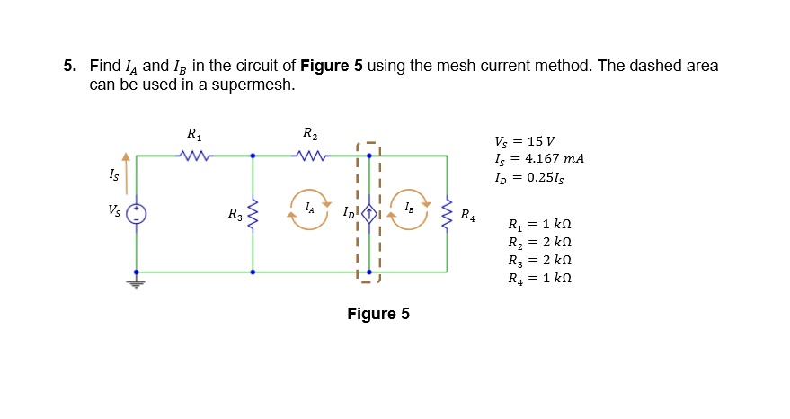 SOLVED: Find I and Ig in the circuit of Figure 5 using the mesh current ...