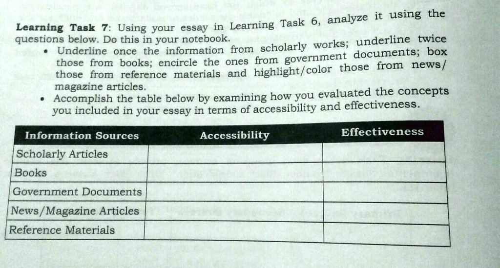 learning task 7 using your essay in learning task 6 analyze it using the questions below do this ...