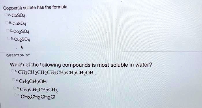 SOLVED: Copper(II) sulfate has the formula CuSO4.