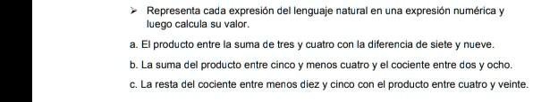 SOLVED: quien me ayudaa en esta porfa Representa cada expresión del lenguaje natural en una ...