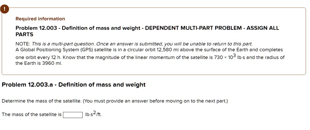 SOLVED: Required information Problem 12.OO3-Definition of mass and ...