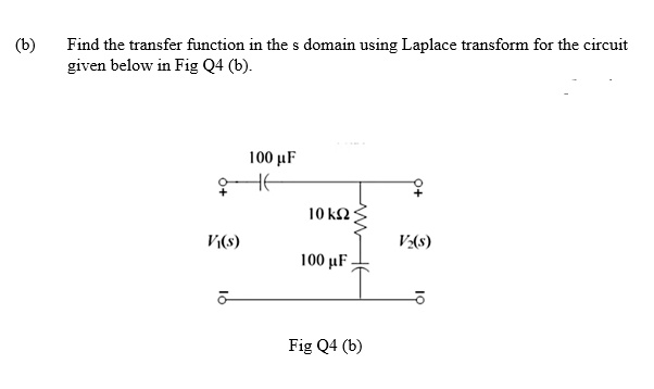 SOLVED: Find the transfer function in the s-domain using Laplace transform for the circuit given ...