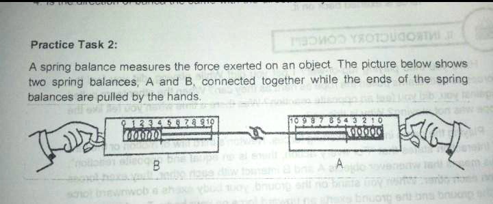 Practice Task 2: A spring balance measures the force exerted on an ...