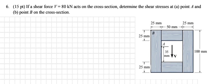 6. (15 pt) If a shear force V = 80 kN acts on the cross-section ...