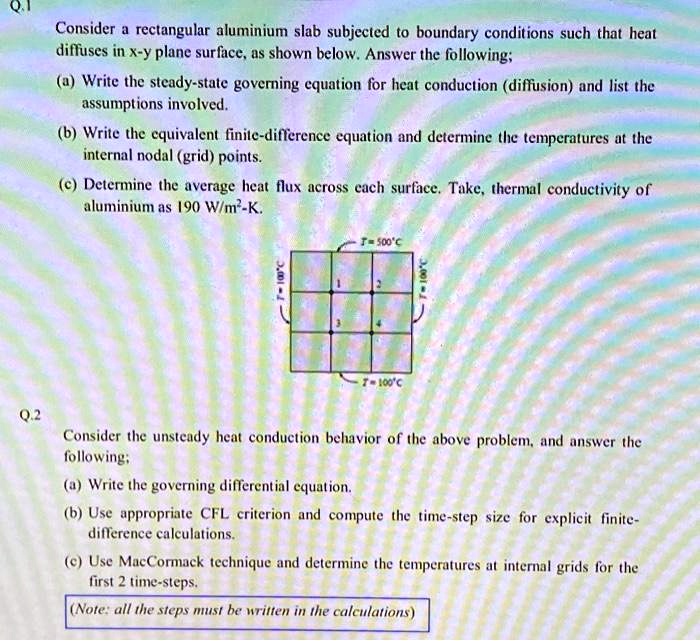 SOLVED: Consider a rectangular aluminium slab subjected to boundary conditions such that heat ...