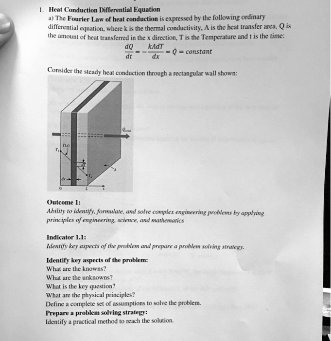 SOLVED: Heat Conduction Differential Equation The Fourier Law of heat ...