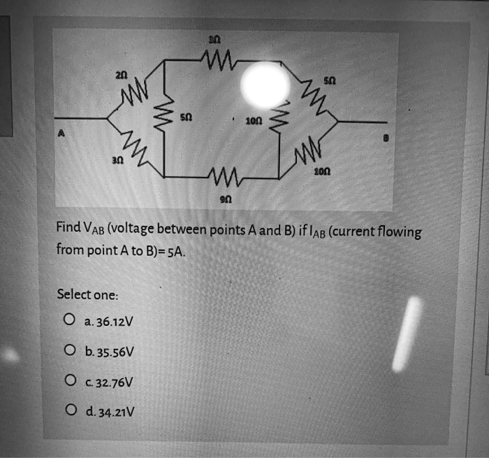 SOLVED: 100 NV I0n Find VAB (voltage between points A and B) if IAB ...