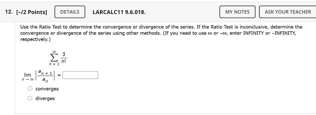 SOLVED: DETAILS LARCALC1I 9.6.018, MY NOTES ASK YOUR TEACHER Use the ...
