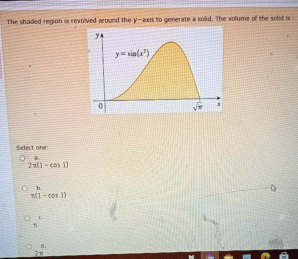 SOLVED: The shaded region is revolved around the V-axis to generate a ...