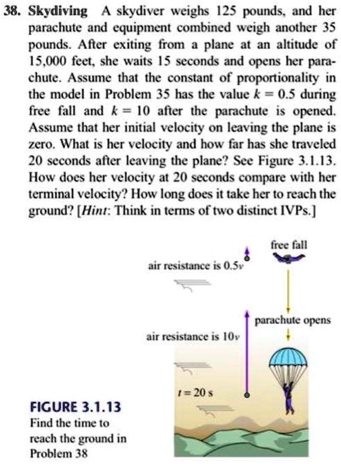 38 skydiving a skydiver weighs 425 pounds and her parachute and ...