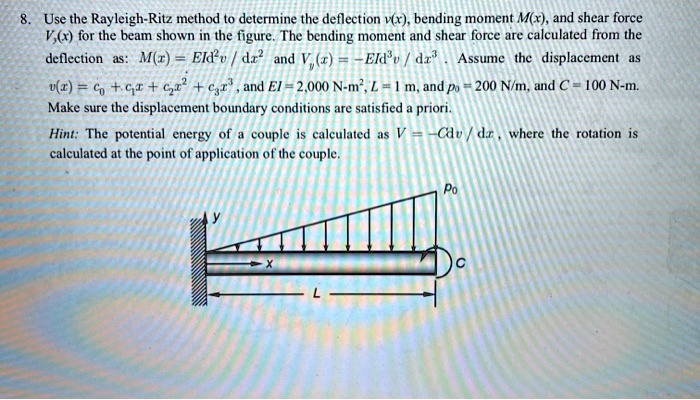 SOLVED: Use the Rayleigh-Ritz method to determine the deflection v ...