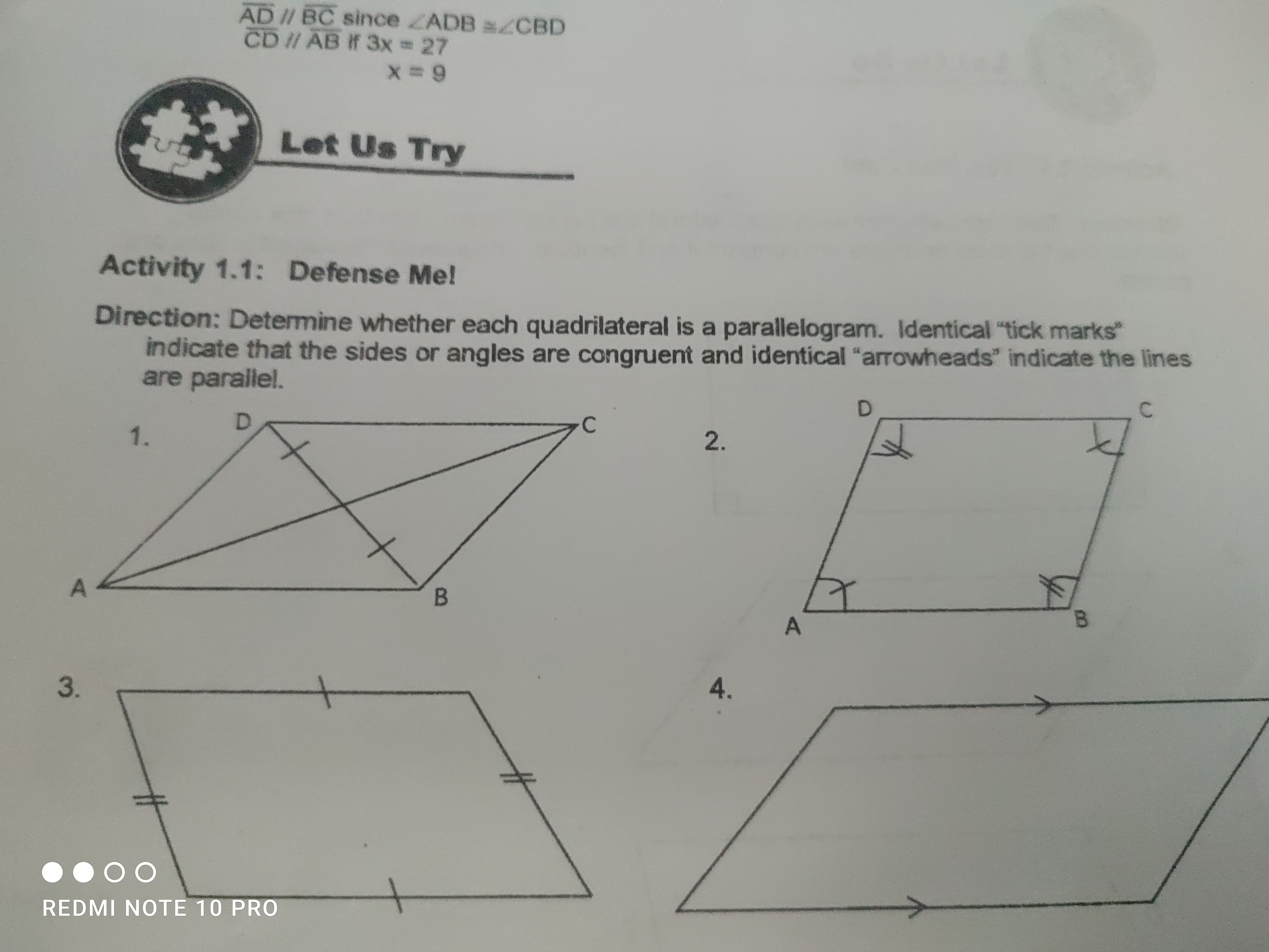SOLVED:\[ \begin{array}{c} \overline{\mathrm{AD}} / / \overline{\mathrm ...