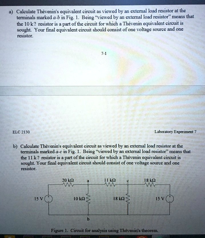 SOLVED: a) Calculate Thevenin's equivalent circuit as viewed by an external load resistor at the ...