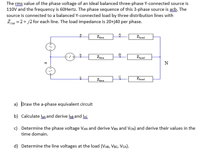 SOLVED: The rms value of the phase voltage of an ideal balanced three-phase Y-connected source ...