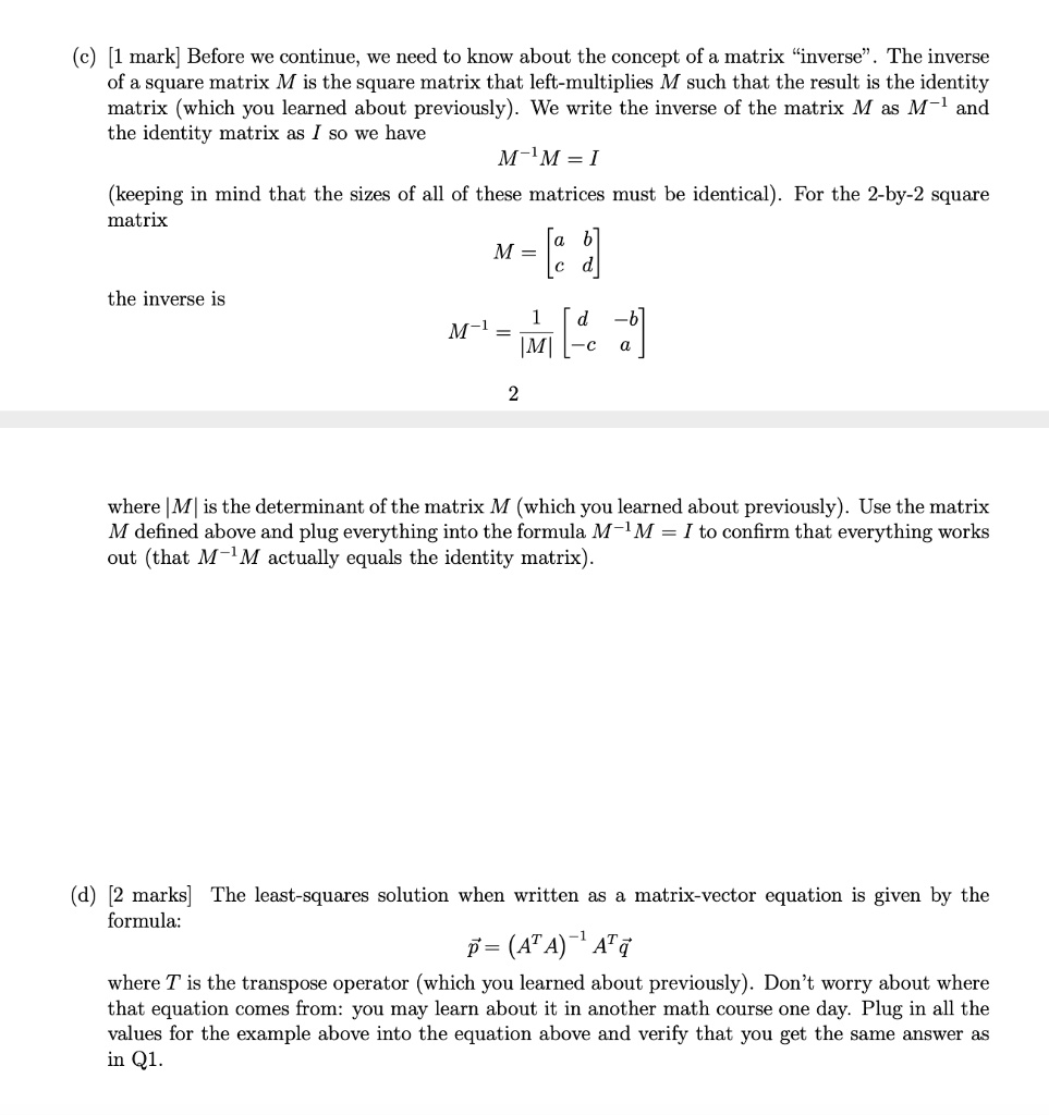 SOLVED: [1 mark] Before we continue; we need to know about the concept ...