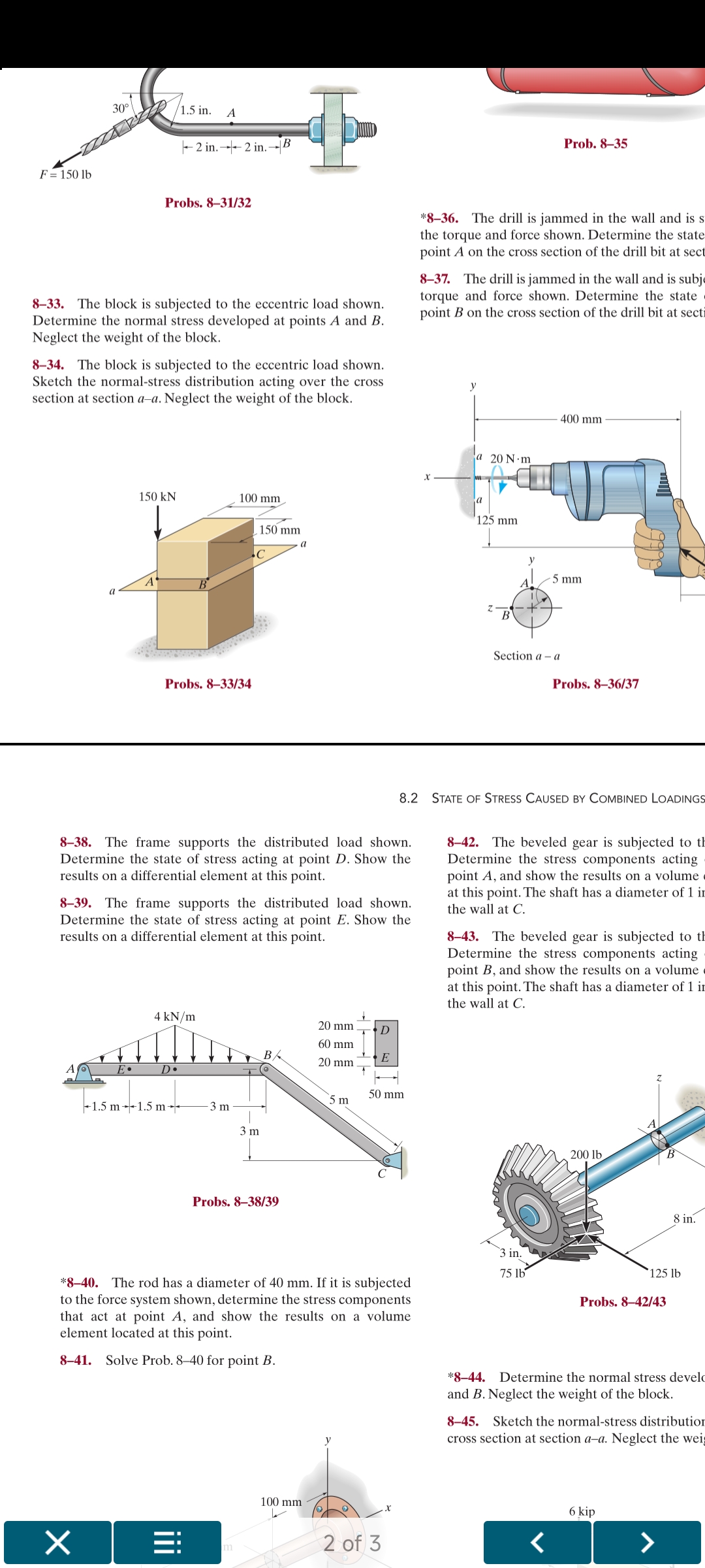 [GET ANSWER] Prob. 8-35 Probs. 8-31/32 8-33. The block is subjected to ...