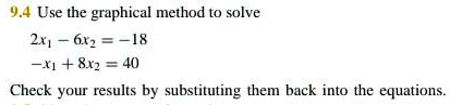 please solve this question 94 use the graphical method to solve 2x1 6x2 ...