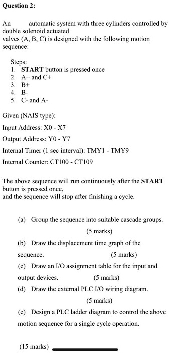 Question 2: An automatic system with three cylinders controlled by ...