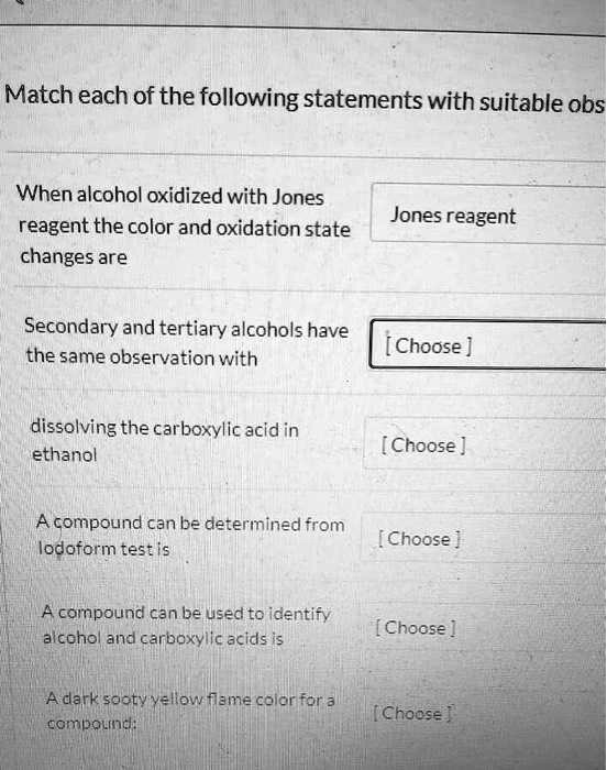match each of the following statements with suitable obs when alcohol ...
