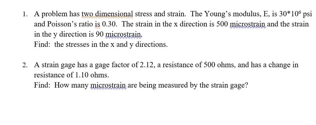 1. A problem has two dimensional stress and strain. The Young's modulus ...