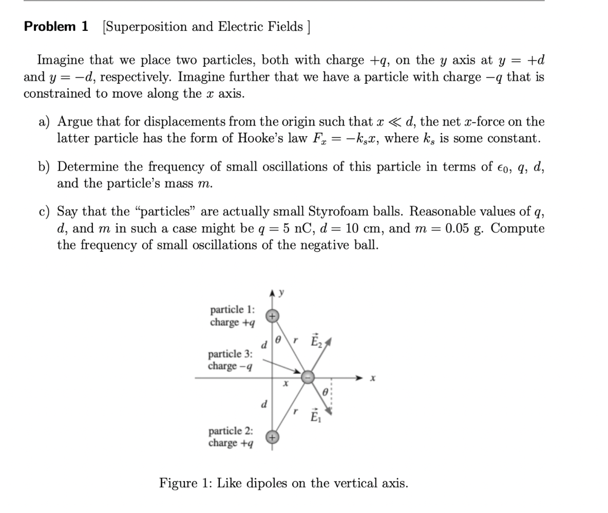 SOLVED: Problem 1 [Superposition and Electric Fields ] Imagine that we ...