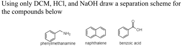 SOLVED: Using only DCM, HCI, and NaOH draw a separation scheme for the ...