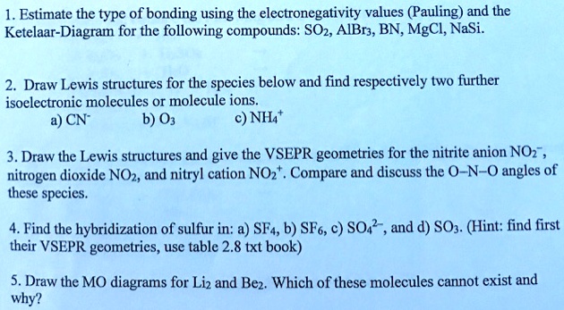SOLVED: Estimate the type of bonding using the electronegativity values ...