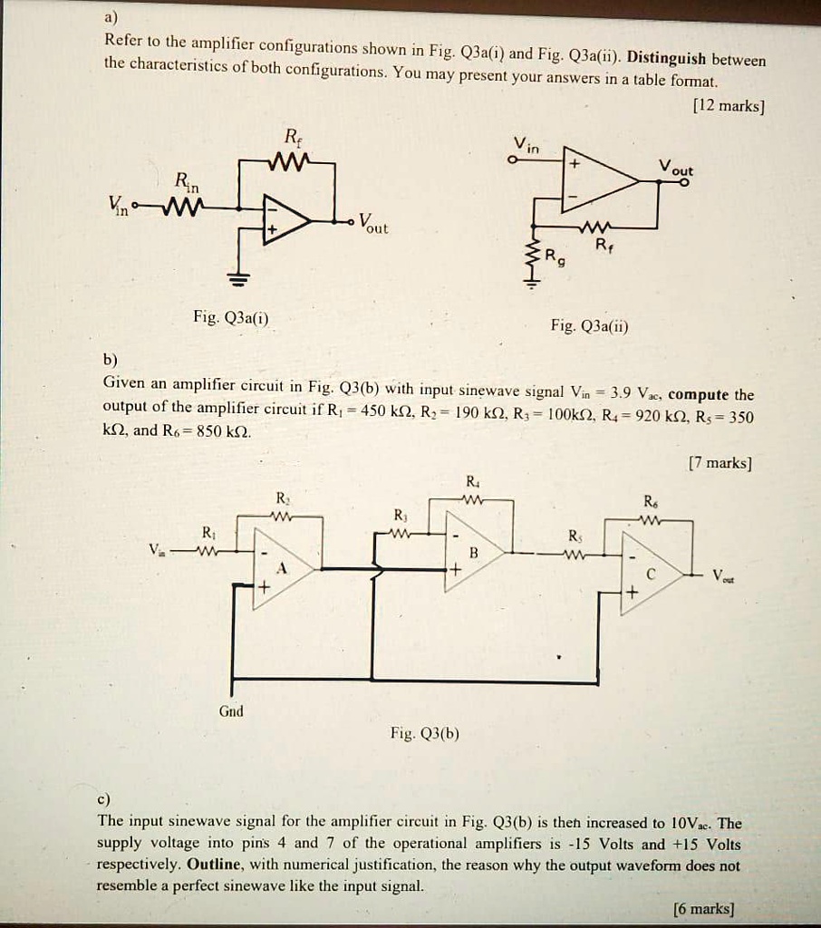 Solved Refer To The Amplifier Configurations Shown In Fig Q3a I And