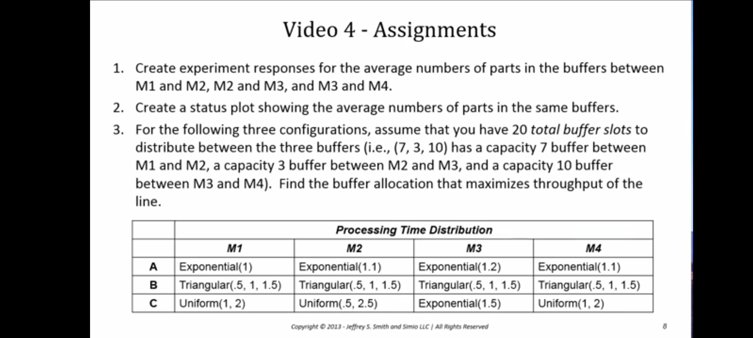SOLVED: Video 4 - Assignments 1. Create experiment responses for the average numbers of parts in ...
