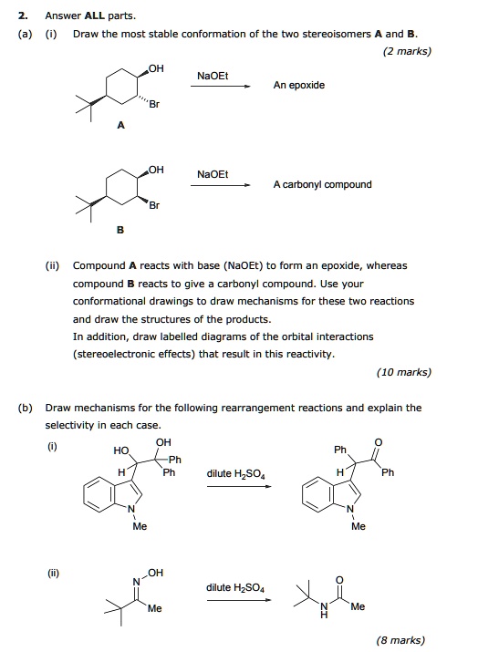 SOLVED: Answer ALL parts; Draw the most stable conformation of the two ...