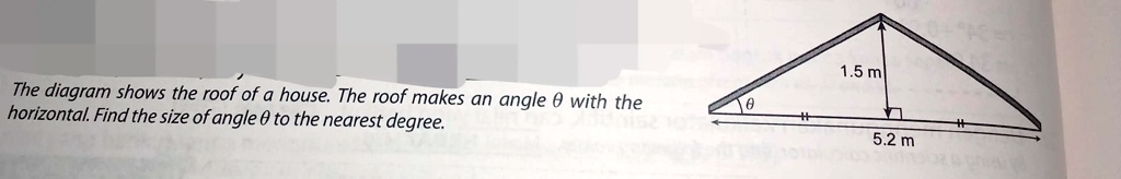 15 m the diagram shows the roof of a house the roof makes an angle 0 ...