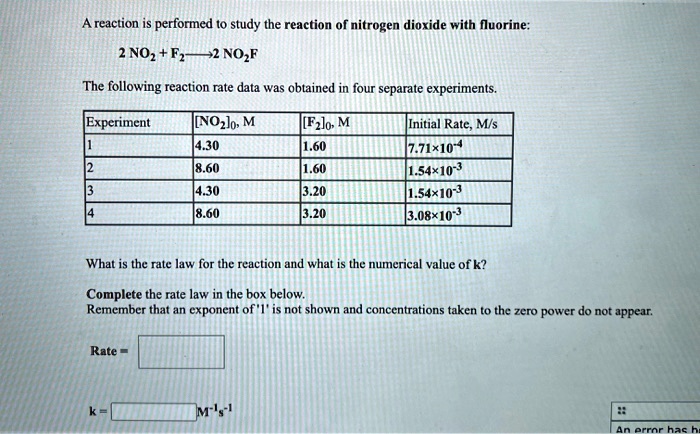 SOLVED: A reaction is performed t0 study the reaction of nitrogen ...