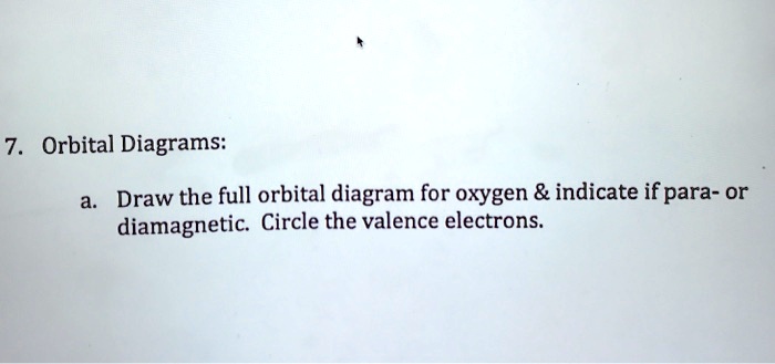 7. Orbital Diagrams: a. Draw the full orbital diagram for oxygen ...