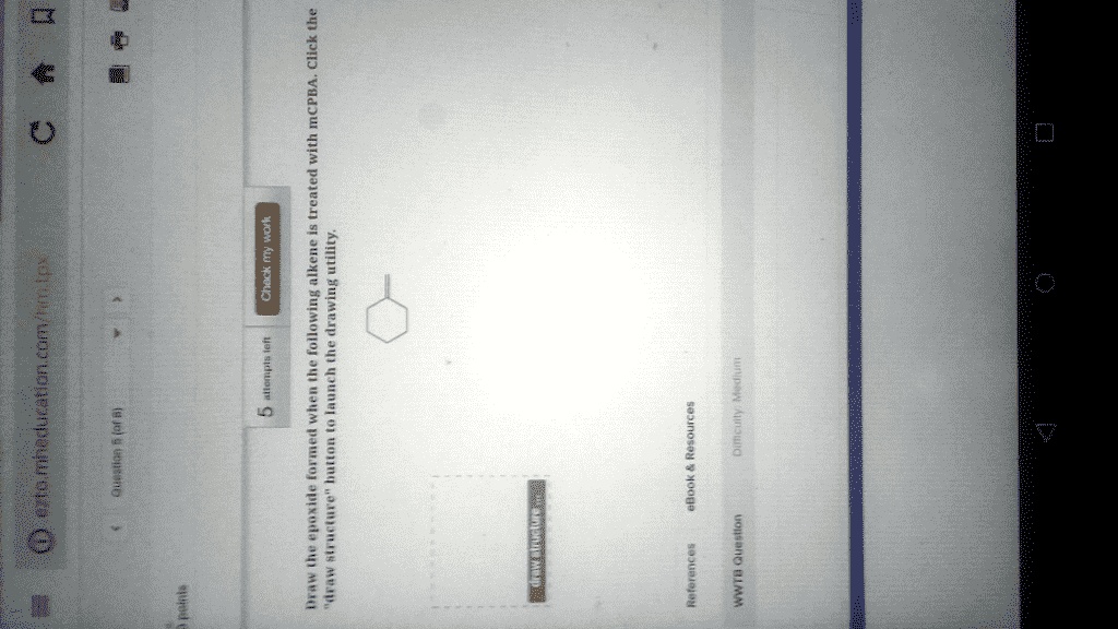 SOLVED: ' Draw the epoxide formed when the following alkene is treated with mCPBA. Click the ...