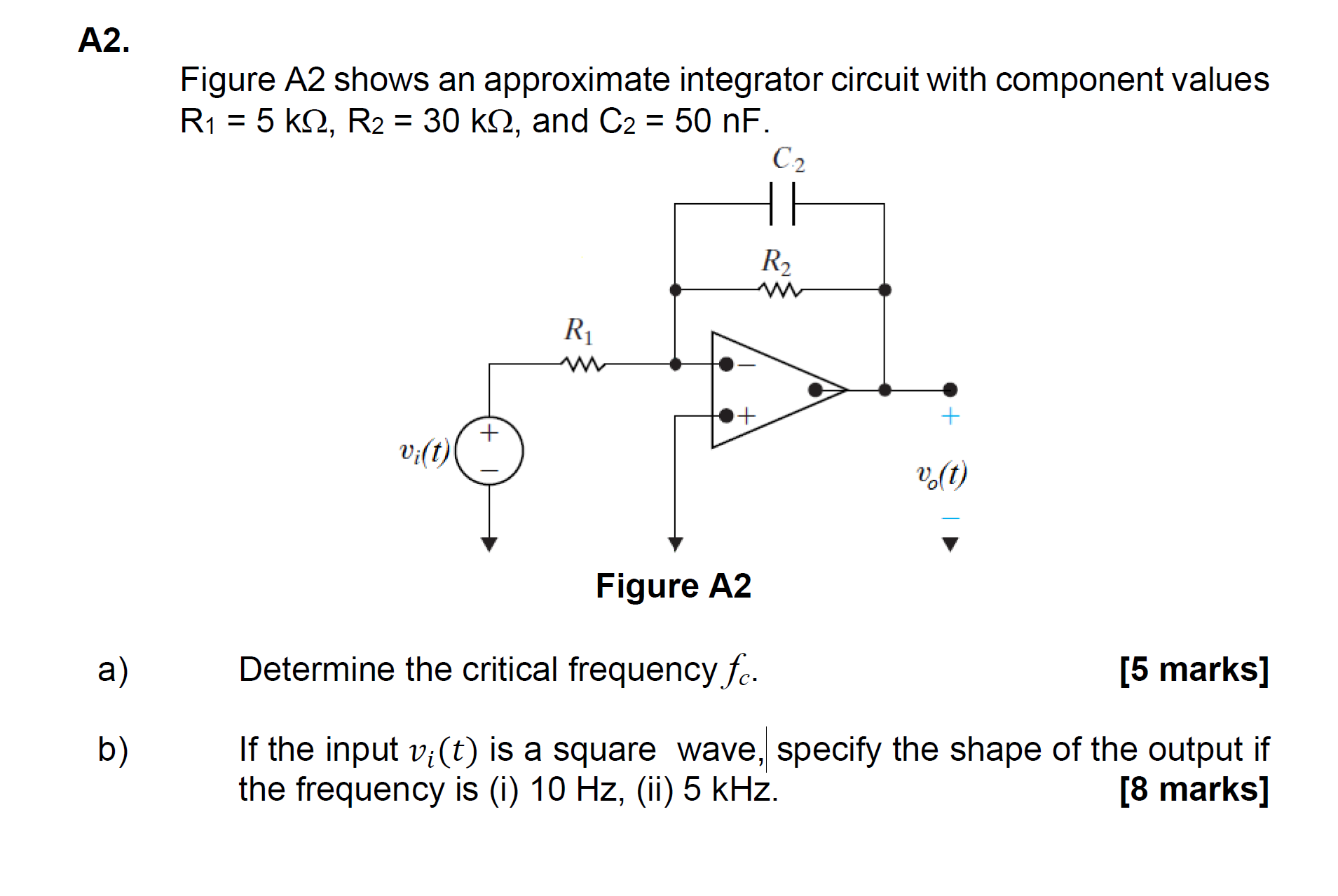 A2. Figure A2 shows an approximate integrator circuit with component ...
