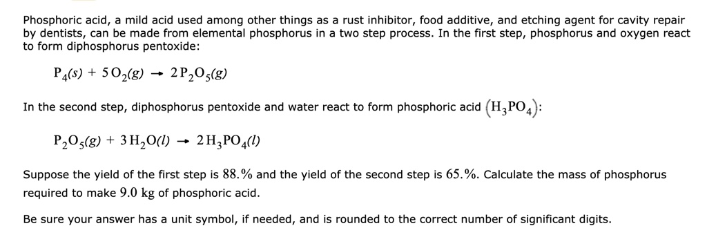 Phosphoric acid, a mild acid used among other things as a rust ...